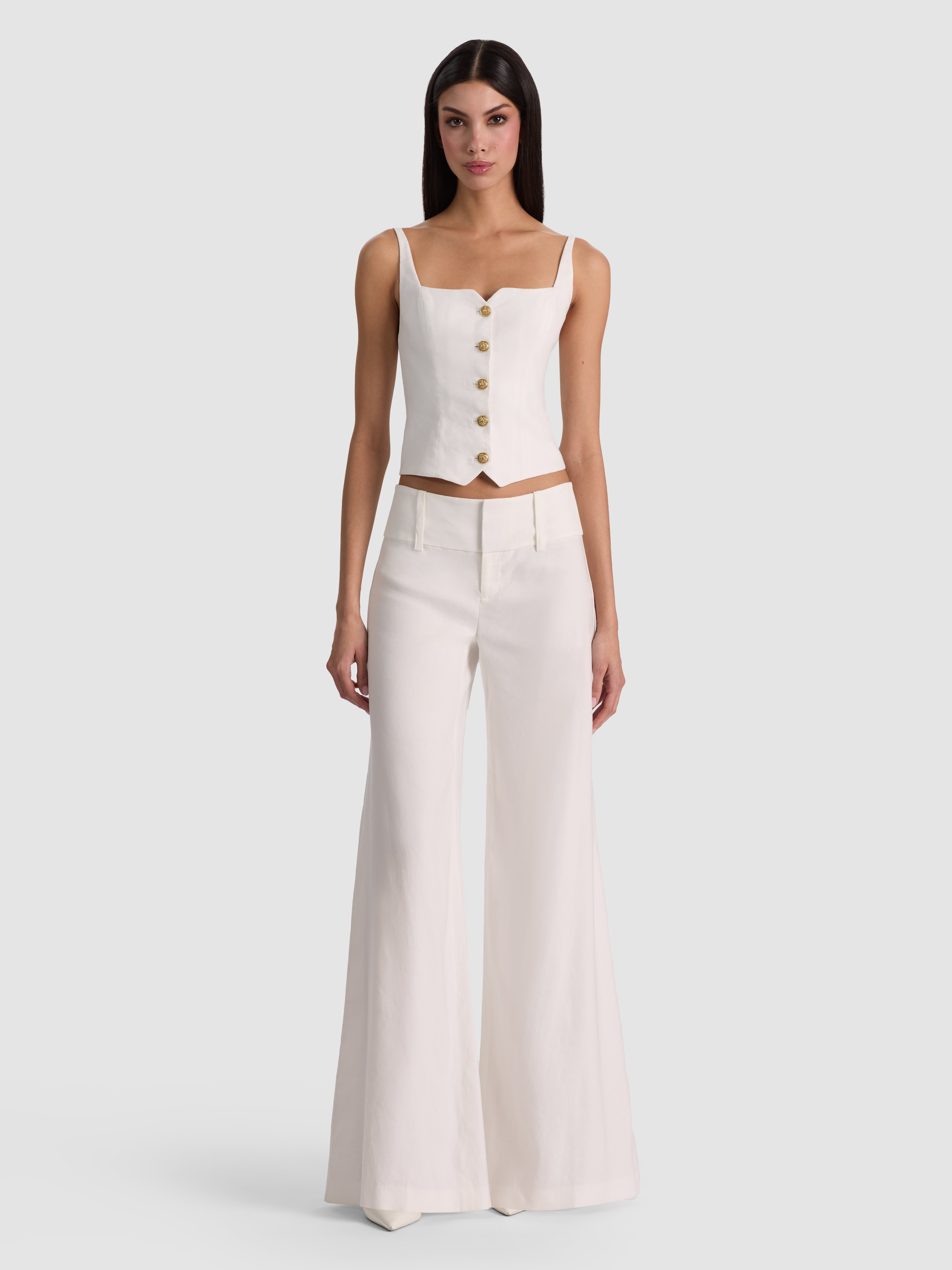 ALICE + OLIVIA Alice + Olivia Olivia Wide Leg Linen Blend Pants